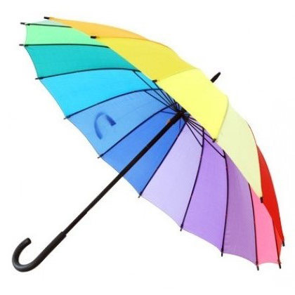 Rainbow paraply - buet træskaft - Paraplyshop - Paraplyer online salg